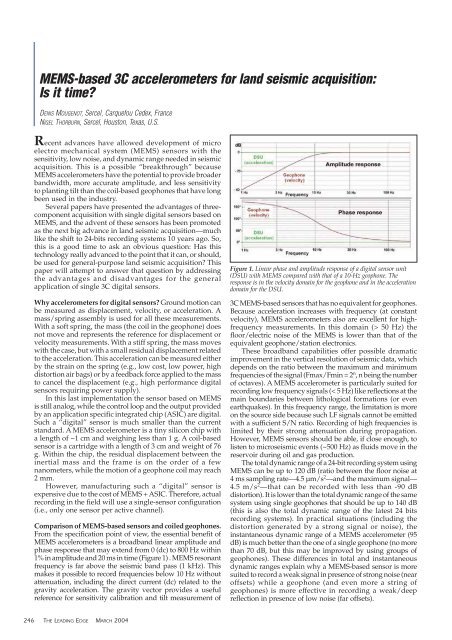 MEMS-based 3C accelerometers for land seismic acquisition - Sercel