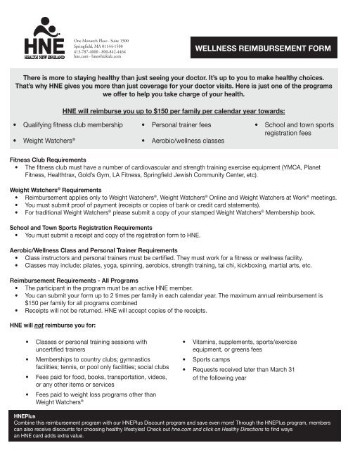 WELLNESS REIMBURSEMENT FORM - Town of Longmeadow