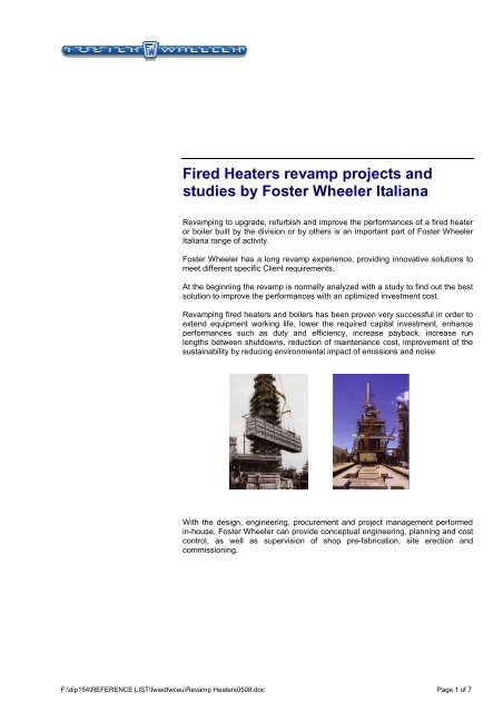 Revamp heaters - Foster Wheeler Italiana