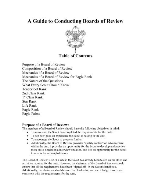 A Guide to Conducting Boards of Review - Troop 586