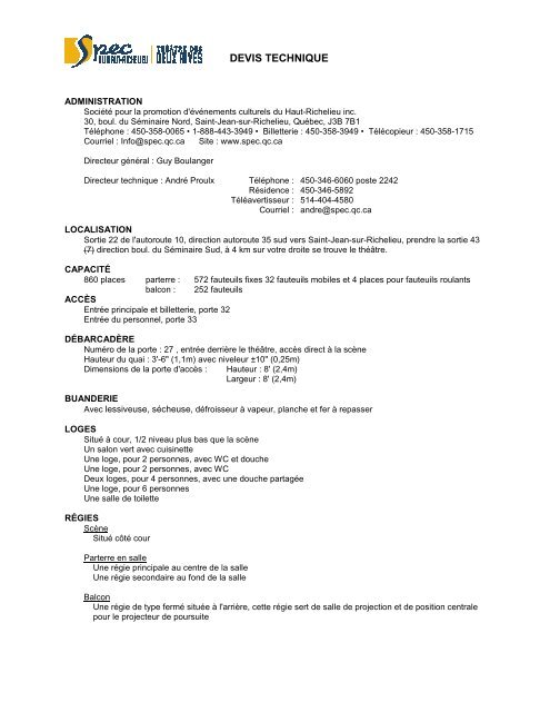 Devis technique - SPEC