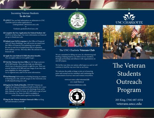 Veteran Students Outreach Brochure - UNC Charlotte Army ROTC