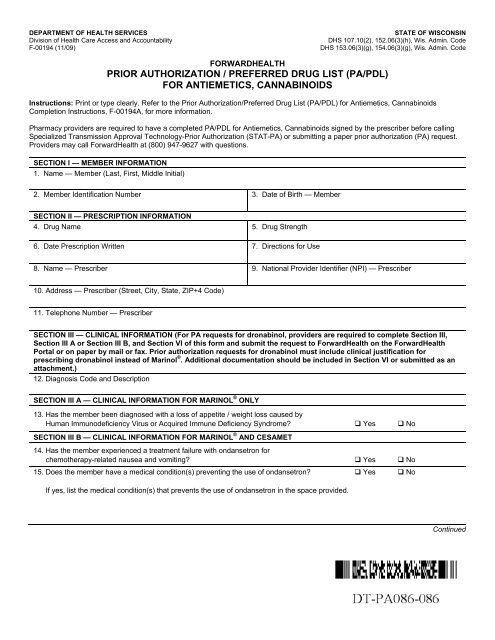 ForwardHealth Prior Authorization / Preferred Drug List (PA/PDL) for ...