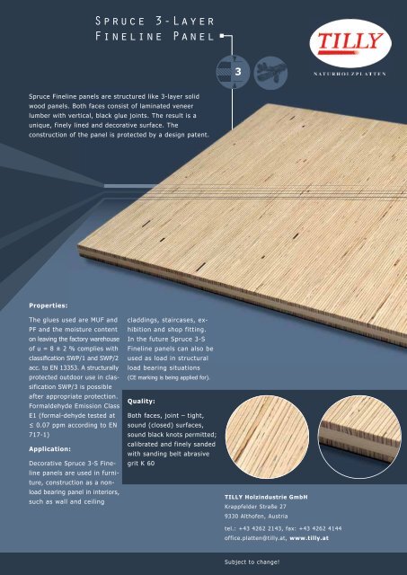 Spruce 3-Layer Fineline Panel - Tilly Forstbetriebe G.m.b.H.