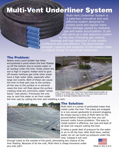 Multi-Vent Underliner System - EasyPro Pond Products