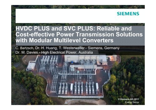HVDC PLUS and SVC PLUS: Reliable and Cost-effective ... - Siemens