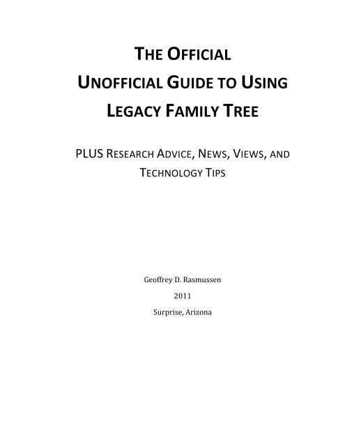 the official unofficial guide to using legacy family tree