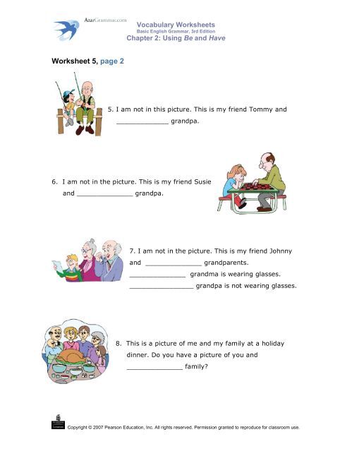Worksheet 5. Possessive adjectives: Family relationships