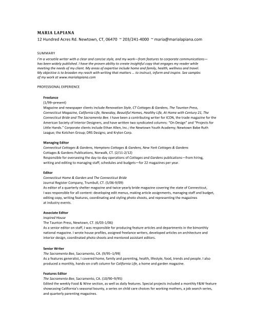 Resume - Maria Lapiana