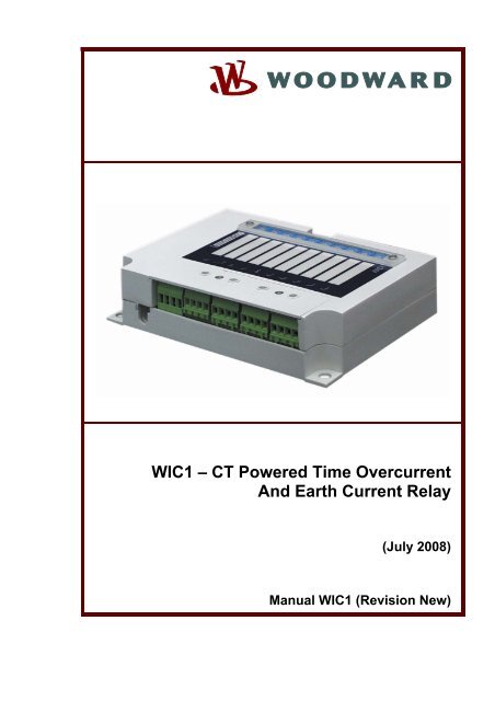 WIC1 â CT Powered Time Overcurrent And Earth Current Relay
