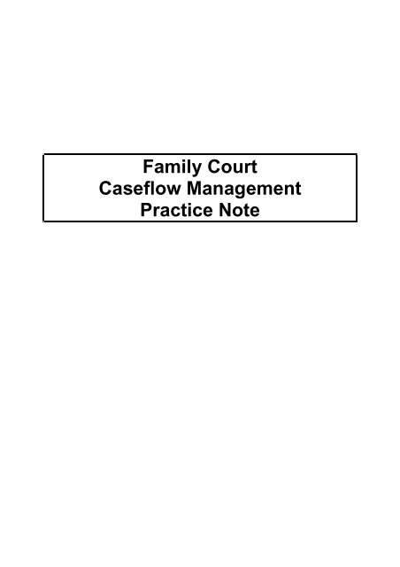 Family Court Caseflow Management Practice Note - Ministry of Justice