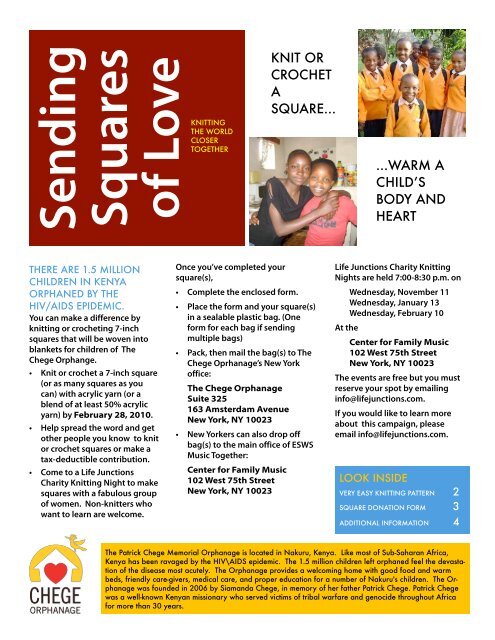 Sending Squares of Love - The Patrick Chege Memorial Orphanage