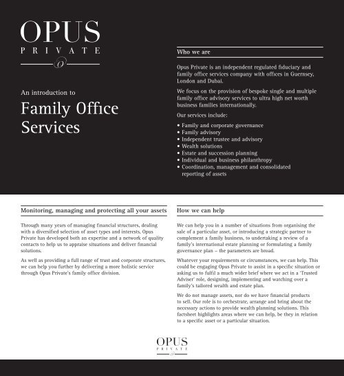 Family Office Services - Opus Private