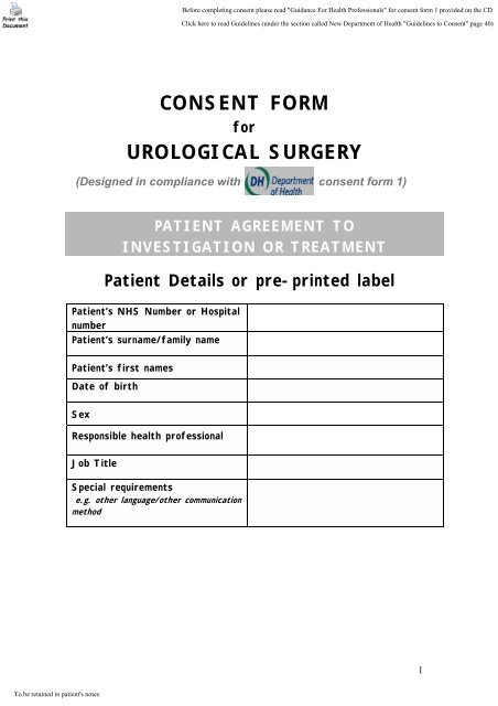 CONSENT FORM UROLOGICAL SURGERY - Pchurology.co.uk