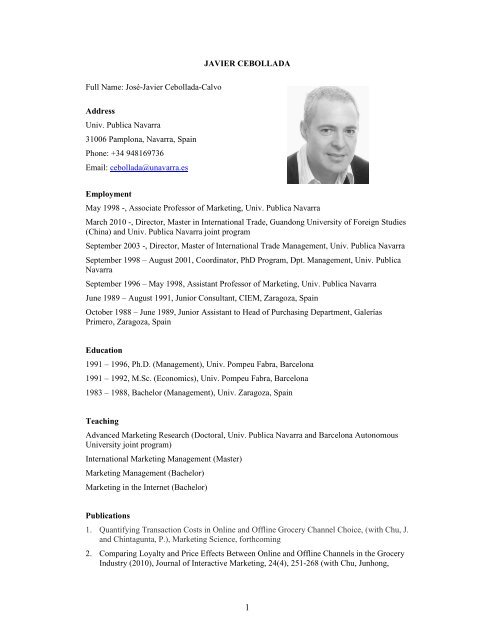 Cv javier cebollada english-short - Insead