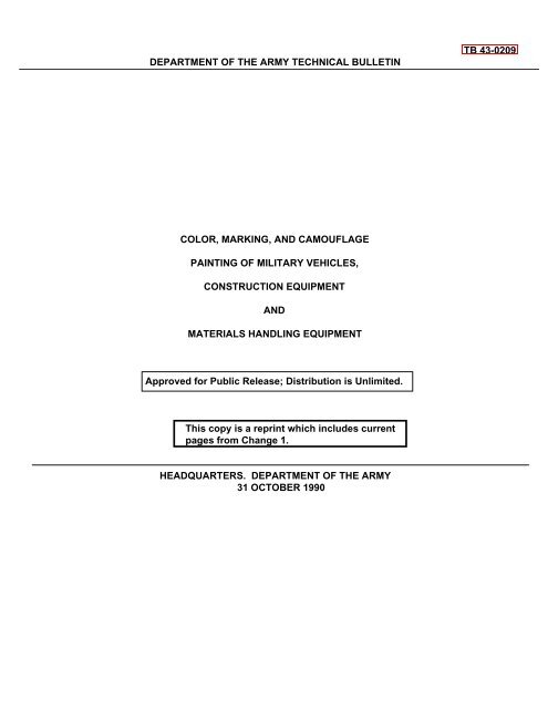 TB 43-0209 DEPARTMENT OF THE ARMY TECHNICAL BULLETIN ...