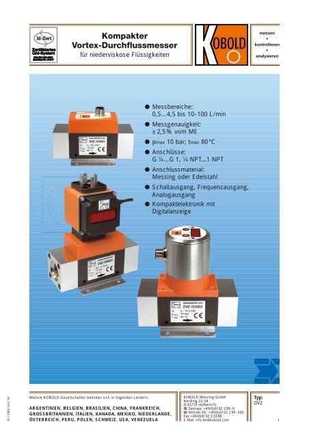 Kompakter Vortex-Durchflussmesser - Kobold Messring GmbH