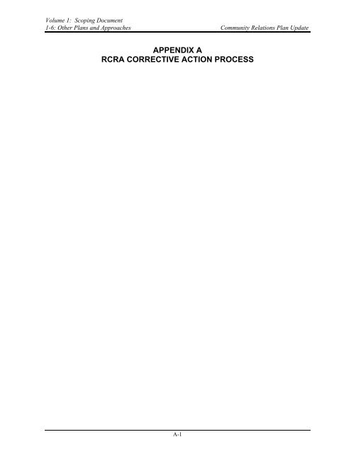 APPENDIX A RCRA CORRECTIVE ACTION PROCESS