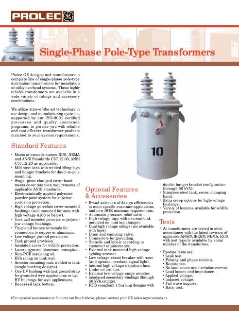 Single-Phase Pole-Type Transformers - ProlecGE