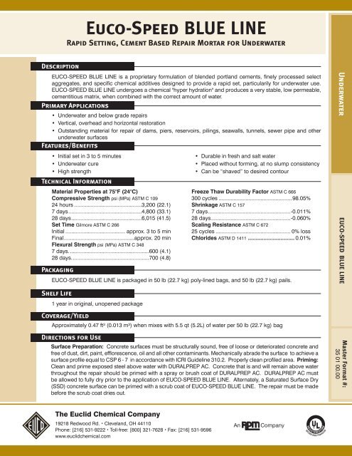 Euco-Speed Blue Line Tech Data Sheet - Euclid Chemical Co