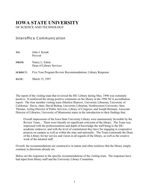 March 15, 1997 letter - Iowa State University Library