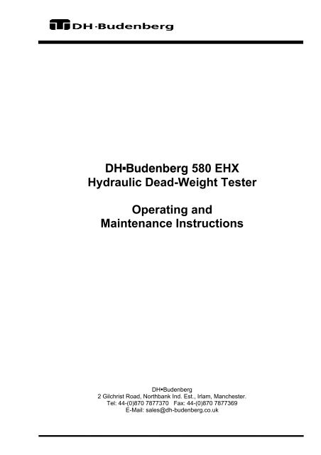 DH Budenberg 580 EHX Hydraulic Dead-Weight Tester ... - Insatech