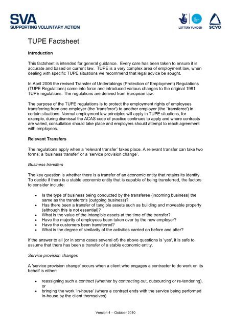 TUPE Factsheet