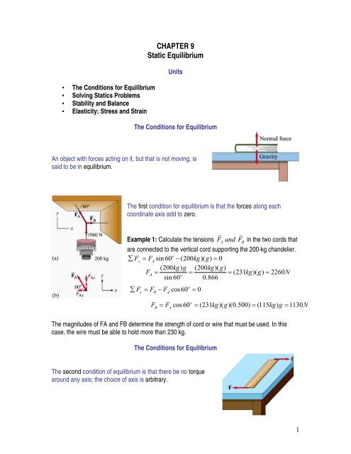 CHAPTER 9 Static Equilibrium - Physics-matters.net