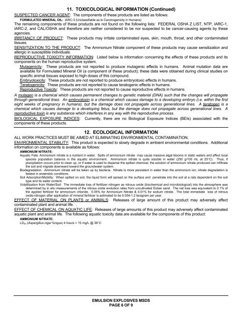 11. TOXICOLOGICAL INFORMA