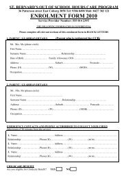 Enrolment Application Form - St. Bernard's Primary School