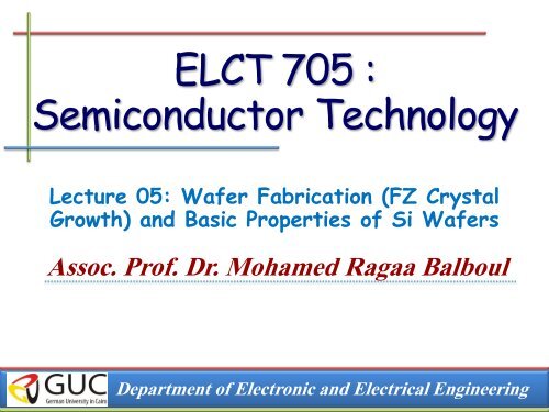 Lecture 5 - GUC - Faculty of Information Engineering & Technology