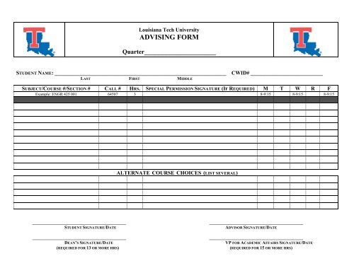 Advising Form - Louisiana Tech University