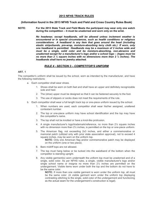 2013 NFHS Track and Field Rules - Montana High School Association