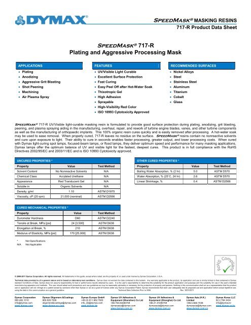 DYMAX 717-R SpeedMask Product Data Sheet - Dymax Corporation