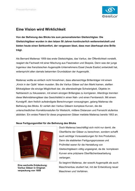 Eine Vision wird Wirklichkeit - Essilor GmbH