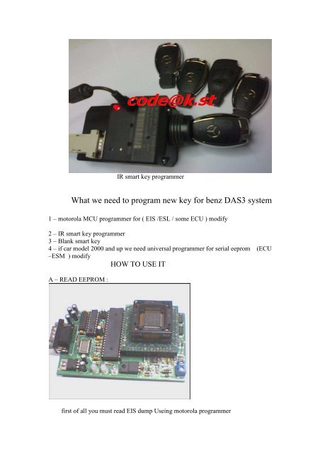 What we need to program new key for benz DAS3 system
