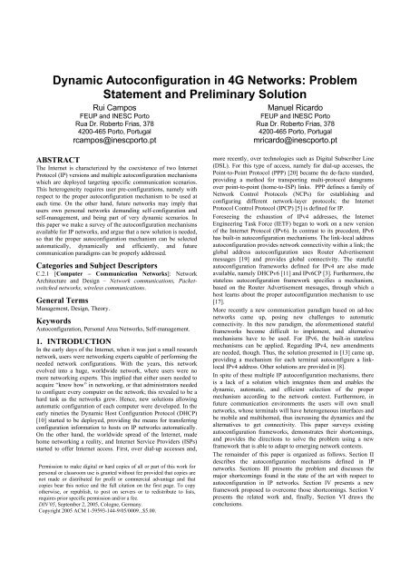 Dynamic Autoconfiguration In 4g Networks Problem Statement And