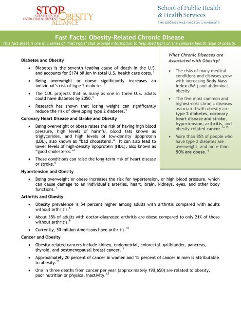 Fast Facts: Obesity-Related Chronic Disease - STOP Obesity Alliance