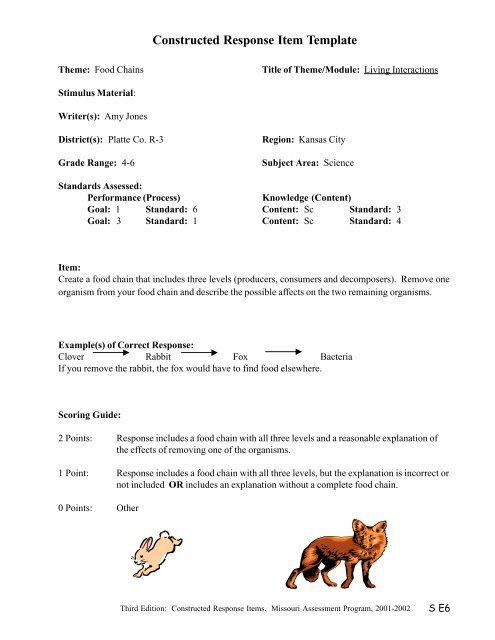Constructed Response Item Template - Discovery Center