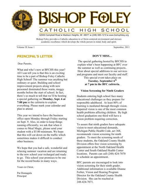 There's No Stoppin' the Future - Bishop Foley Catholic High School