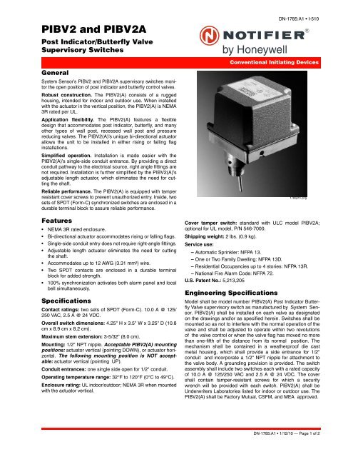 PIBV2 Post Indicator-Butterfly Valve Supervisory ... - ORR Protection