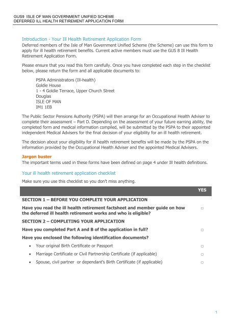 Ill Health Retirement Application Form - Pensions