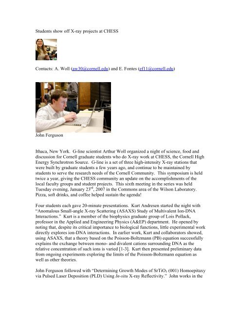 G-Line Symposium - CHESS - Cornell High Energy Synchrotron ...