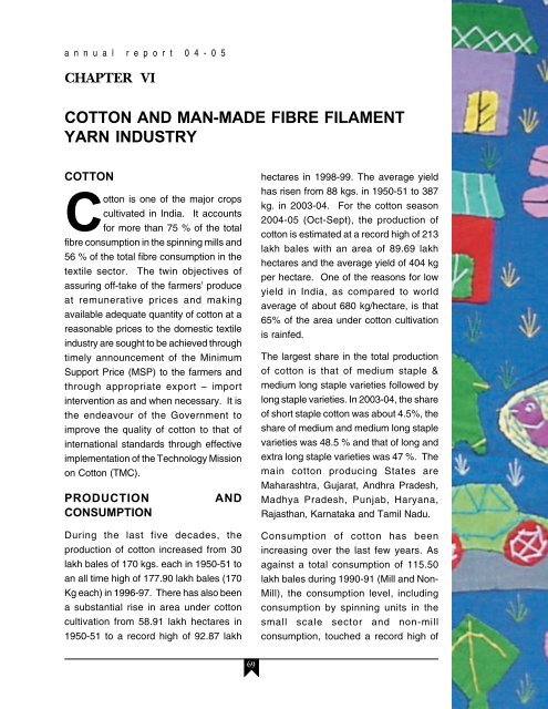cotton and man-made fibre filament yarn industry - Ministry of Textiles