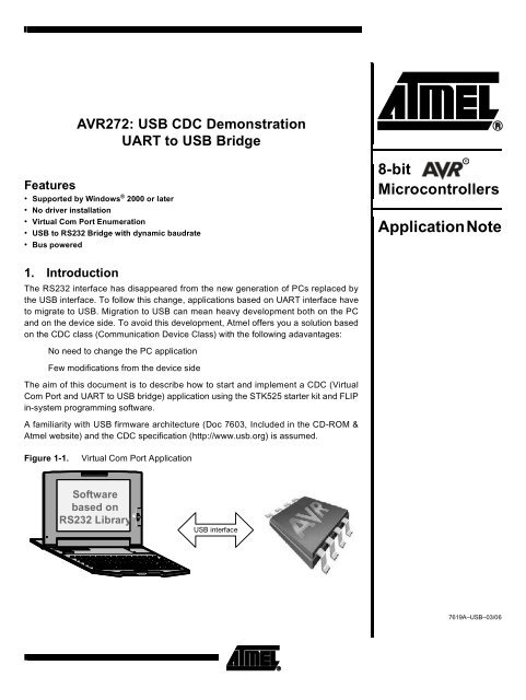 USB CDC Demonstration UART to USB Bridge