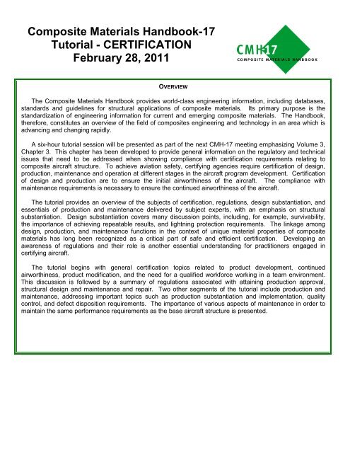 Composite Materials Handbook-17 Tutorial - CERTIFICATION ...