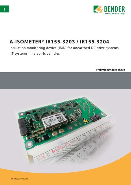 Headline A-ISOMETERÂ® IR155-3203 / IR155-3204 - Bender ...