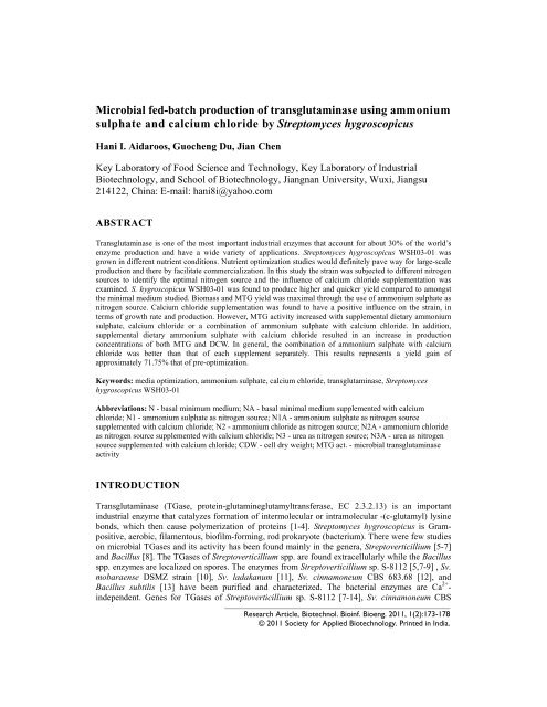 Microbial Fed Batch Production Of Transglutaminase Using