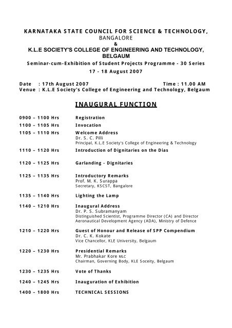 KARNATAKA STATE COUNCIL FOR SCIENCE ... - KSCST