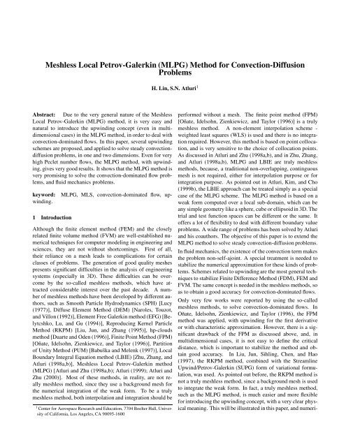 Meshless Local Petrov-Galerkin (MLPG) Method for Convection ...